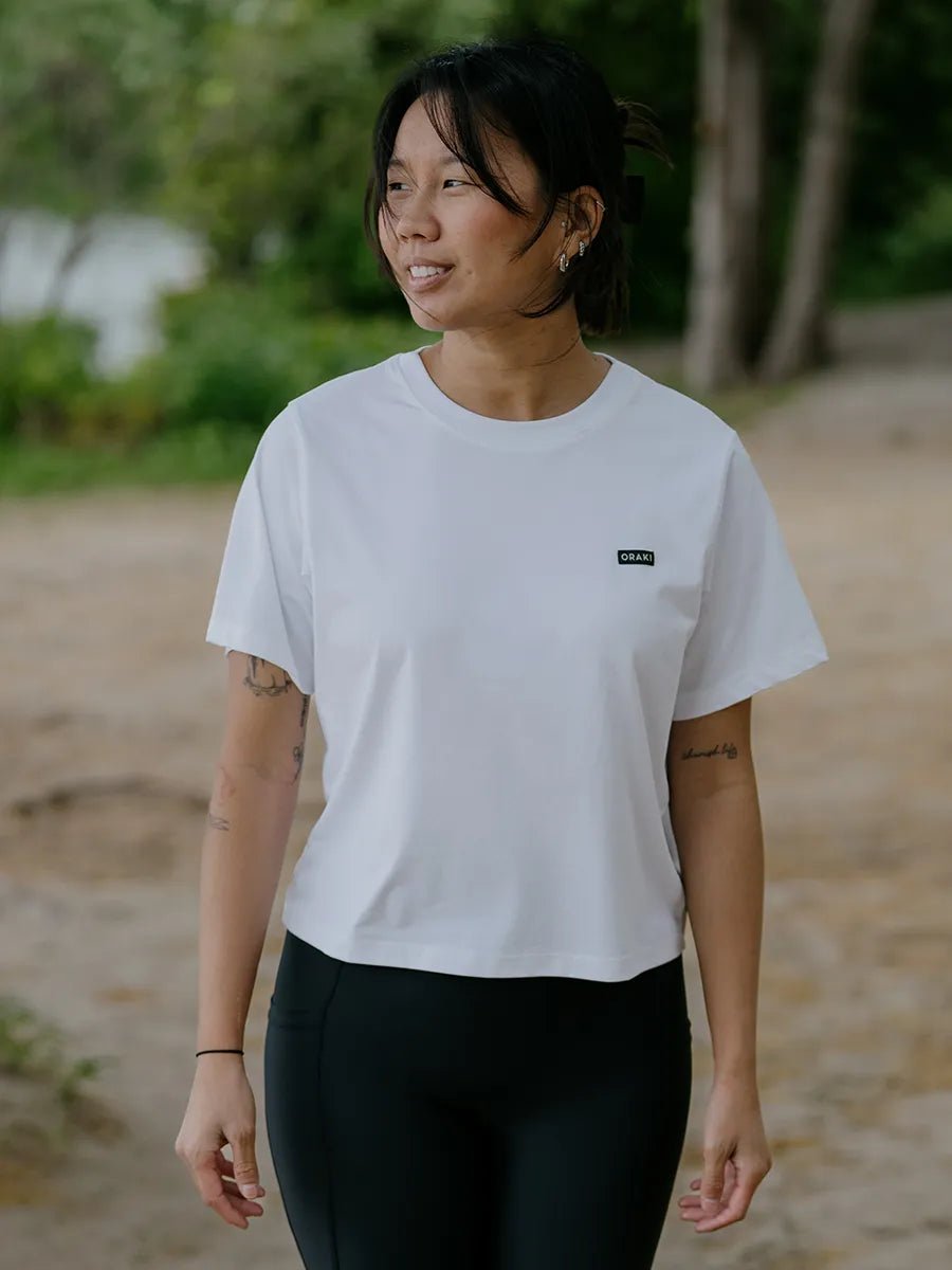 T-Shirt Everyday Jersey Fluide à col rond pour Femme - Blanc | ORAKI
