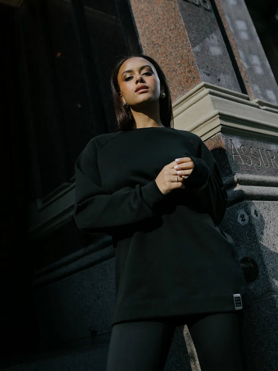 Tunique ample Terry stretch pour femme - Noir | ORAKI