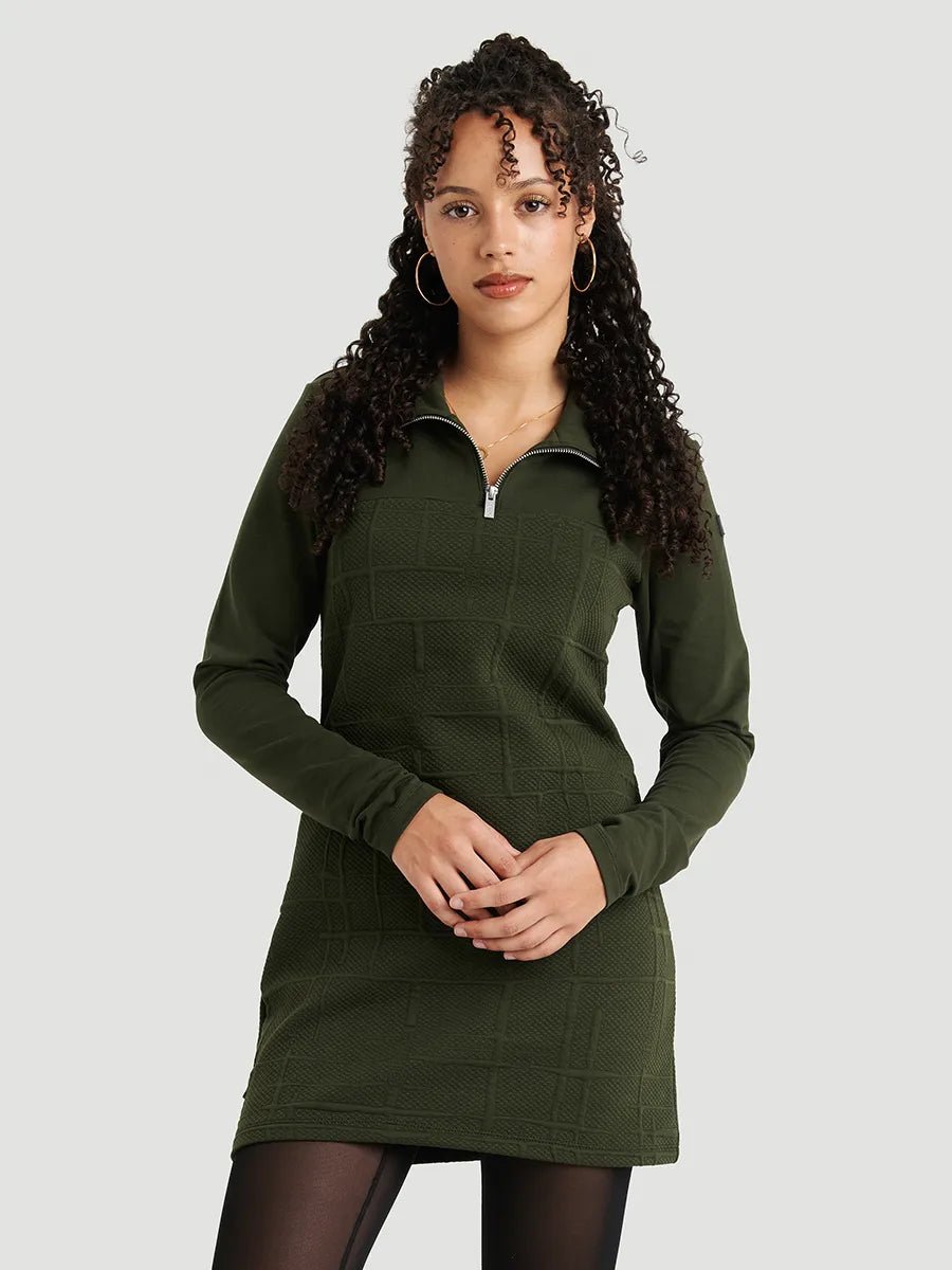 Tunique French Terry Lite et texturée avec demi-zip - Boisé | ORAKI